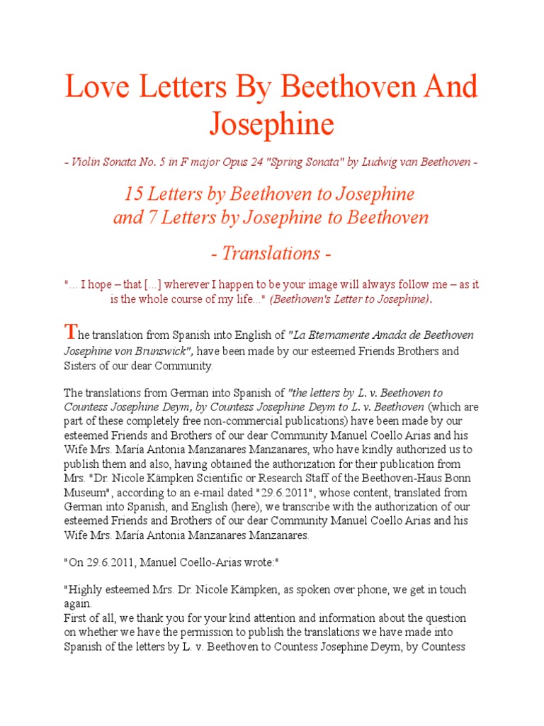 Beethoven's Love Letters to Josephine | PDF | Ludwig Van Beethoven