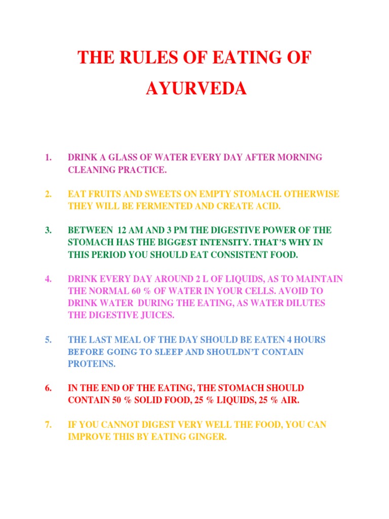The Rules of Eating of Ayurveda: 1. Drink A Glass of Water Every Day ...