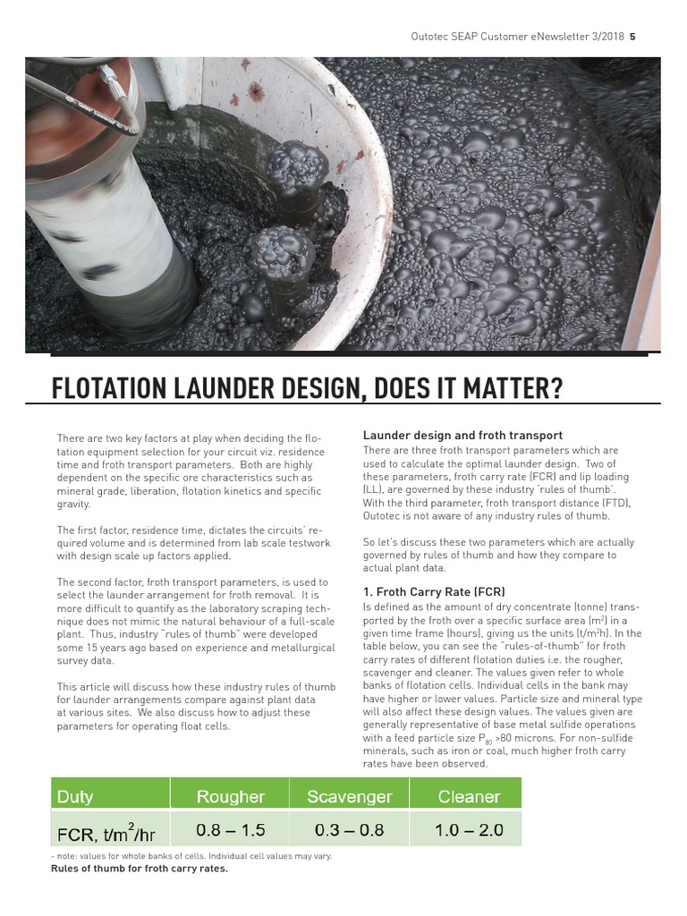 Flotation Launder Design | PDF | Foam | Physical Sciences