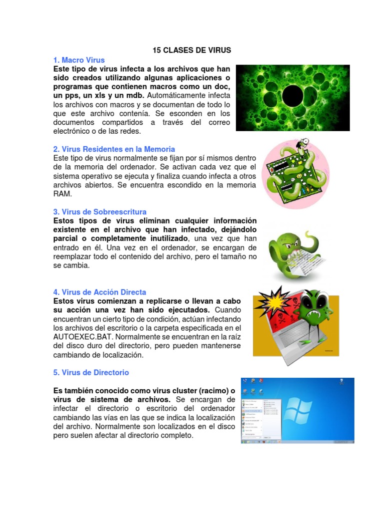 15 Clases de Virus | Virus de computadora | Archivo de computadora