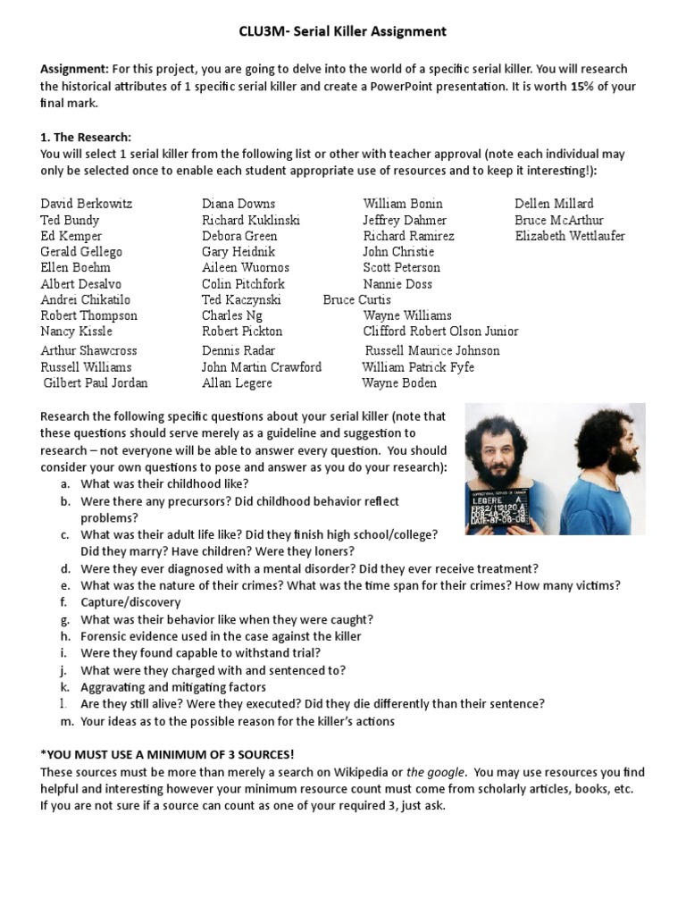 Summative Serial Killer Project | PDF | Serial Killer | Crime & Violence