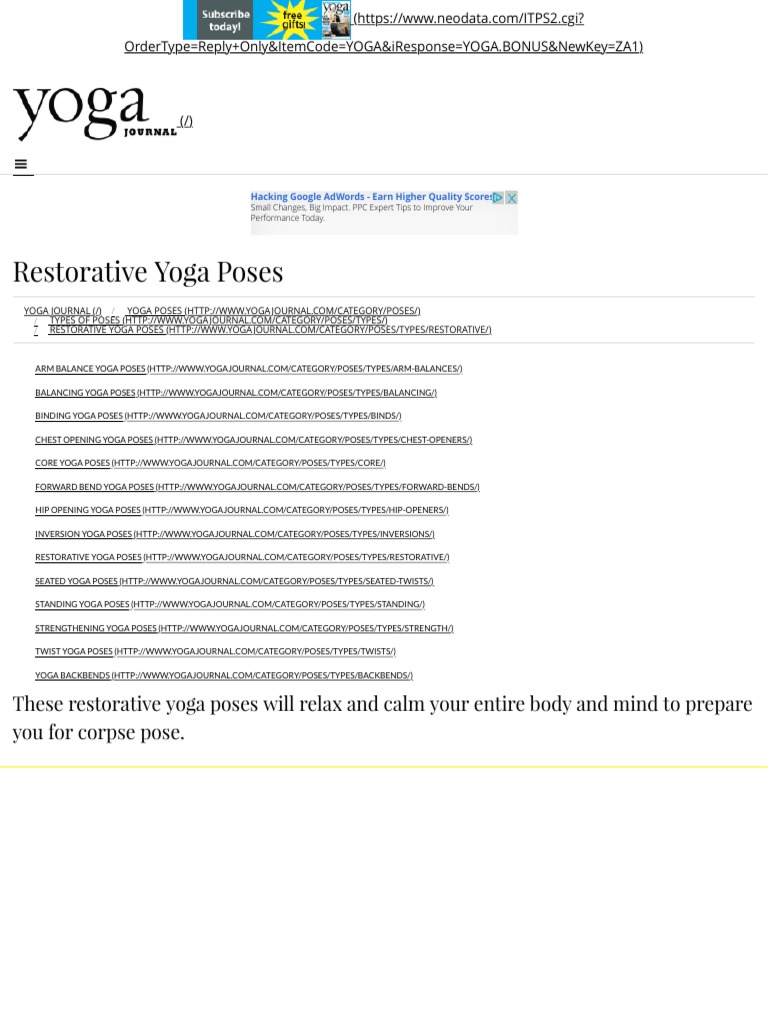 Restorative Yoga Poses | PDF | Asana | Āstika