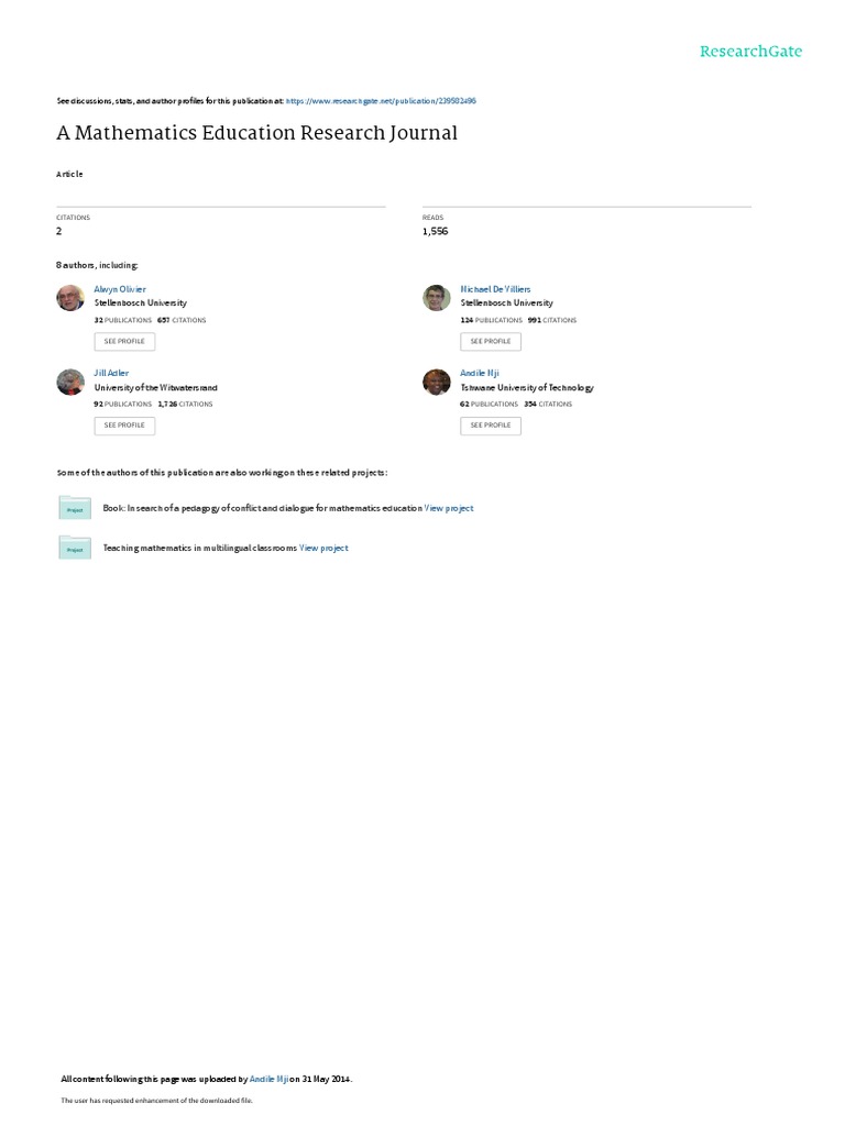 A Mathematics Education Research Journal | PDF | Academic Journal ...