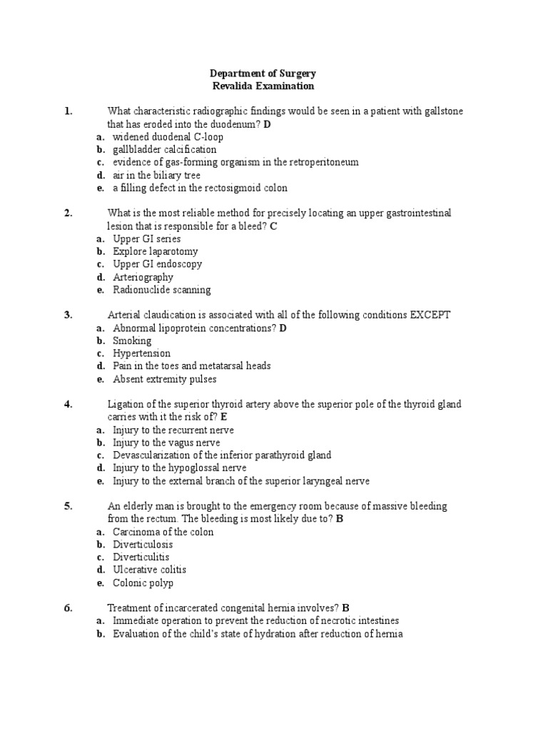 Surgical Revalida Exam Questions and Answers | PDF | Traumatic Brain ...