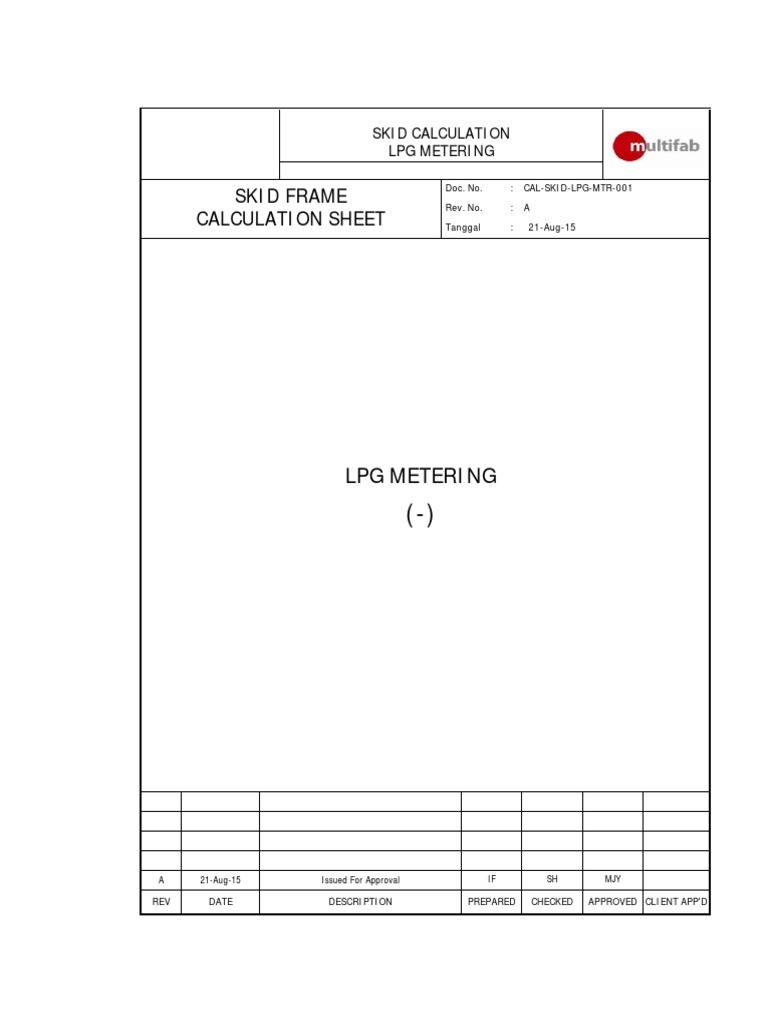 Skid Frame Calculation Sheet: LPG Metering | PDF