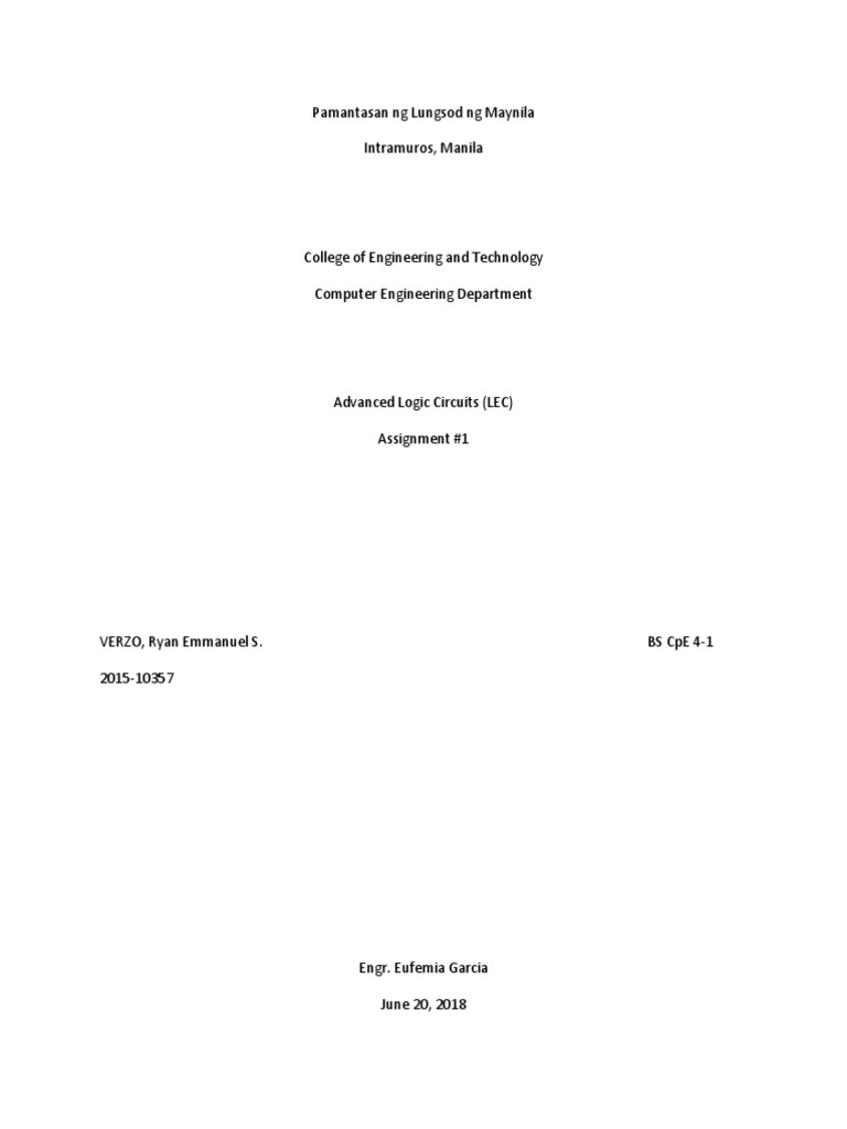 Logics Assignment 1 | PDF | Electronic Design | Computer Data