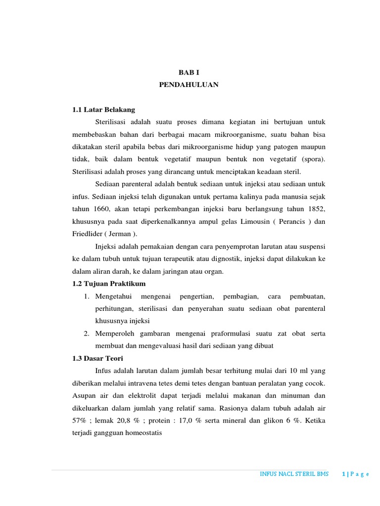 Sediaan Infus Nacl | PDF