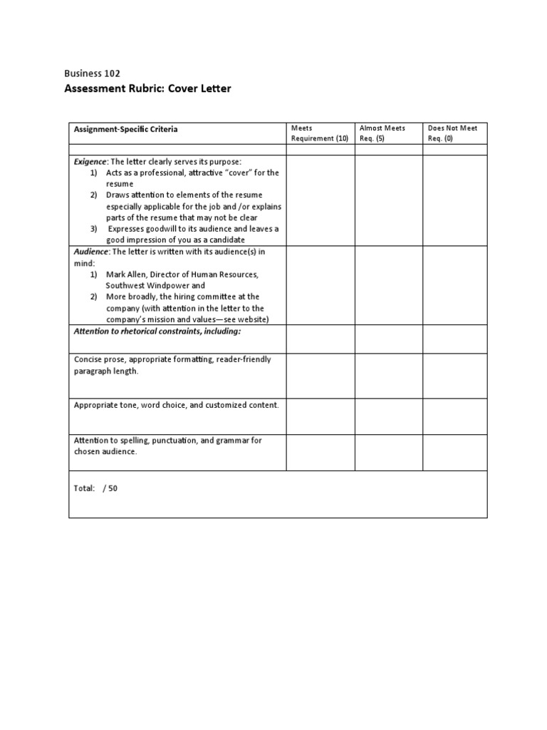 Letter RubricCD | PDF | Rubric (Academic) | Résumé