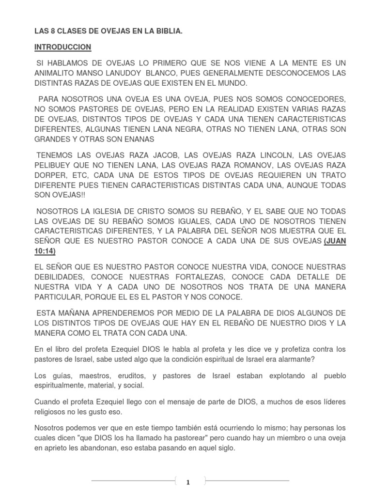 Las 8 Clases de Ovejas en La Biblia | PDF | Oveja | Dios