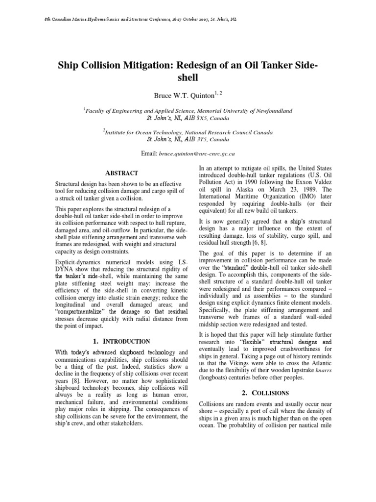 Ship Collision Mitigation: Redesign of An Oil Tanker Side-Shell | PDF ...