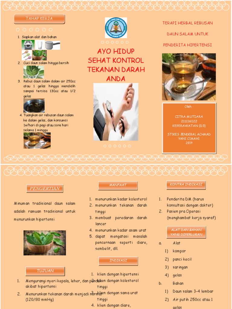 Leaflet Rebusan Daun Salam Untuk Hipertensi | PDF
