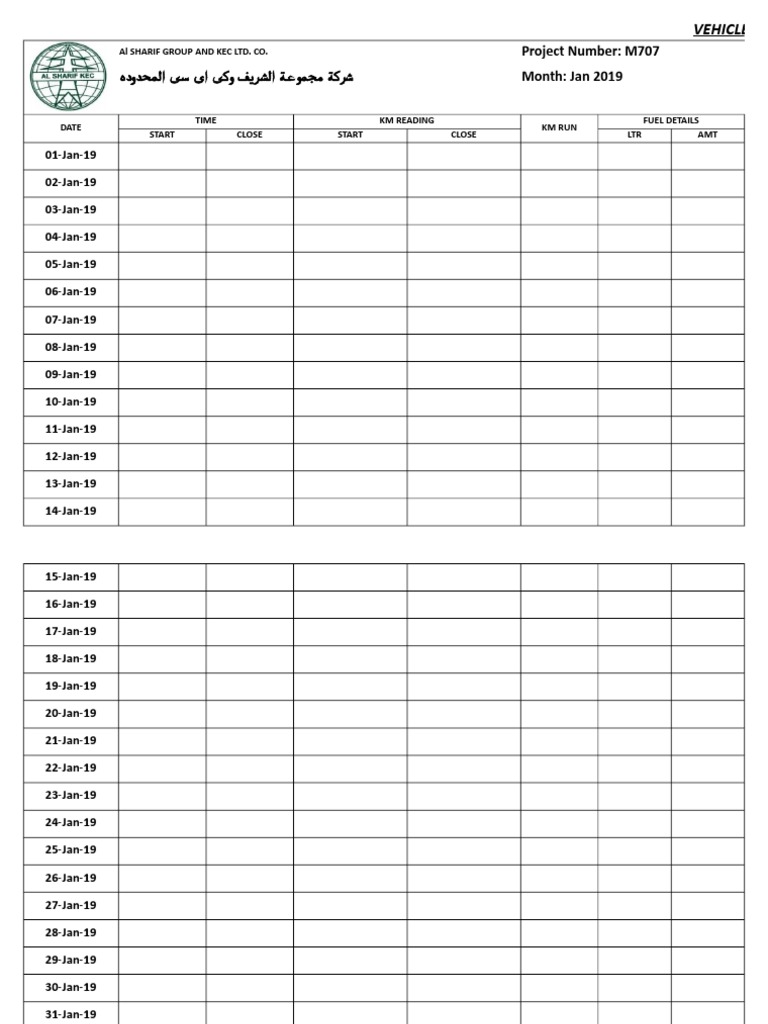 Vehicle Log Book Format | PDF