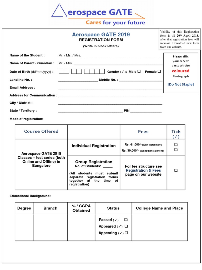 GATE Aerospace Form | PDF | Online And Offline | Test (Assessment)