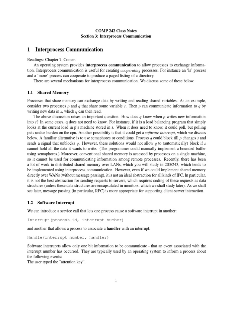 Interprocess Communication Mechanisms: An Overview of Shared Memory, Software Interrupts, and ...