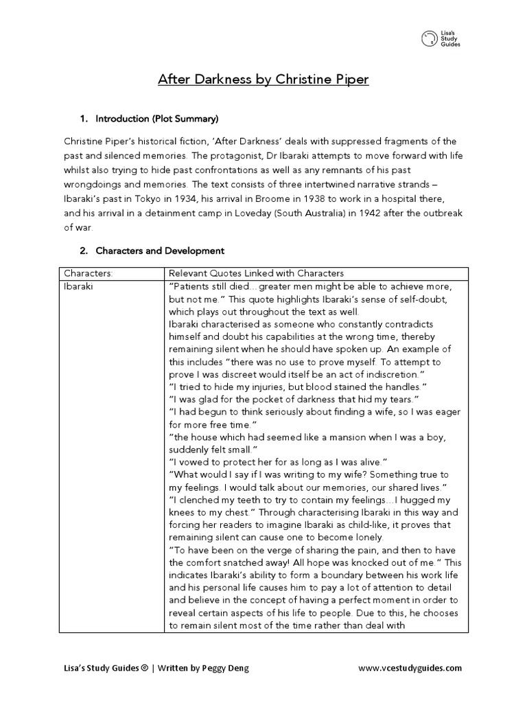 VCE Guide: After Darkness Analysis | PDF | Shame | Guilt (Emotion)