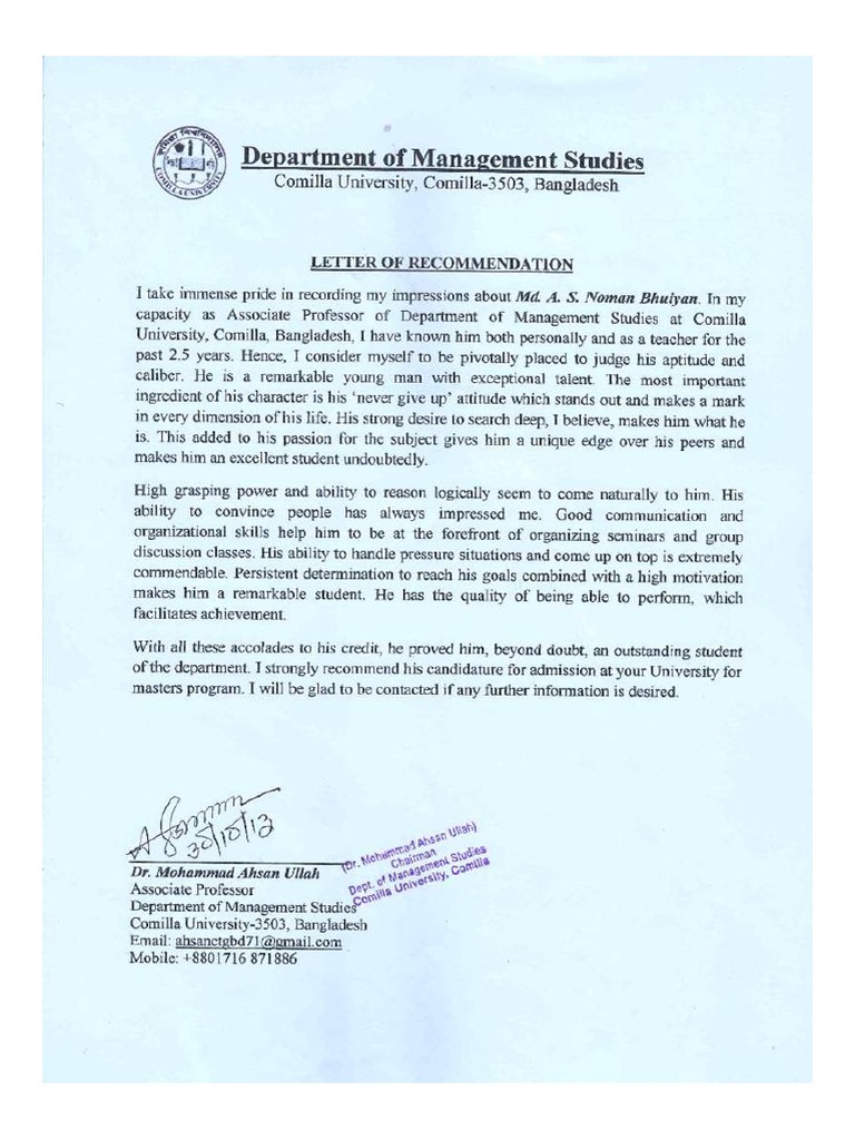 Samples of Letter of Recommendation | PDF