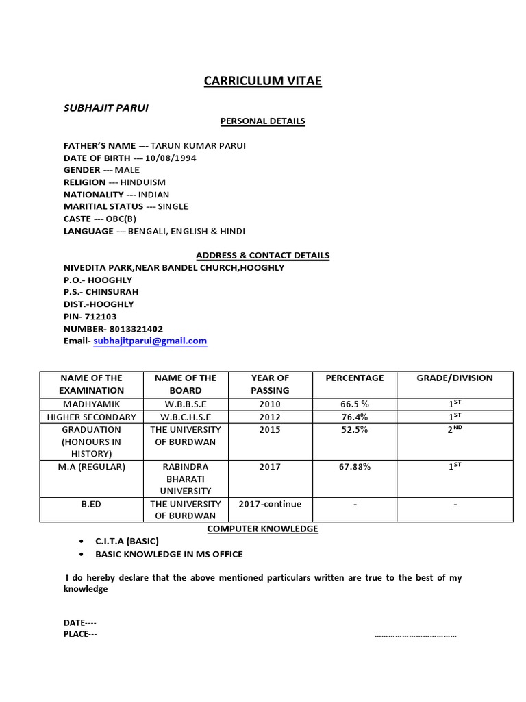 Carriculum Vitae | PDF