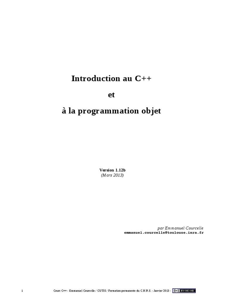 0420 Introduction Au CPP Et A La Programmation Orientee Objet | PDF ...