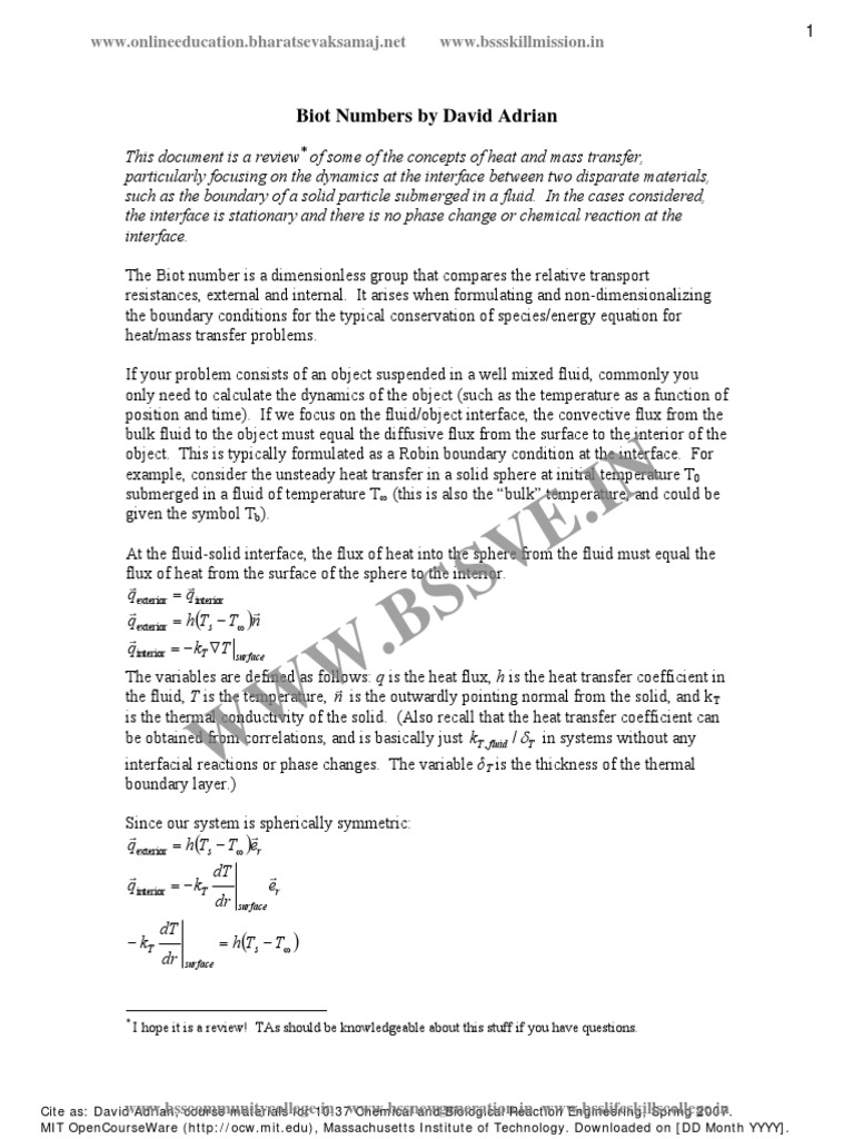Biot Numbers in Heat Transfer Dynamics | PDF | Enzyme Kinetics | Heat ...