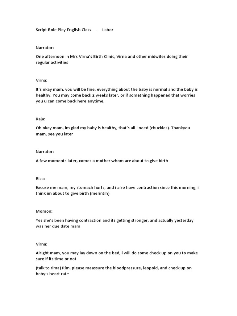 Script Role Play English Class | PDF | Maternal Health | Human Reproduction