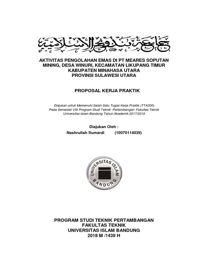 Proposal Kerja Praktik PT Meares Soputan Mining | PDF