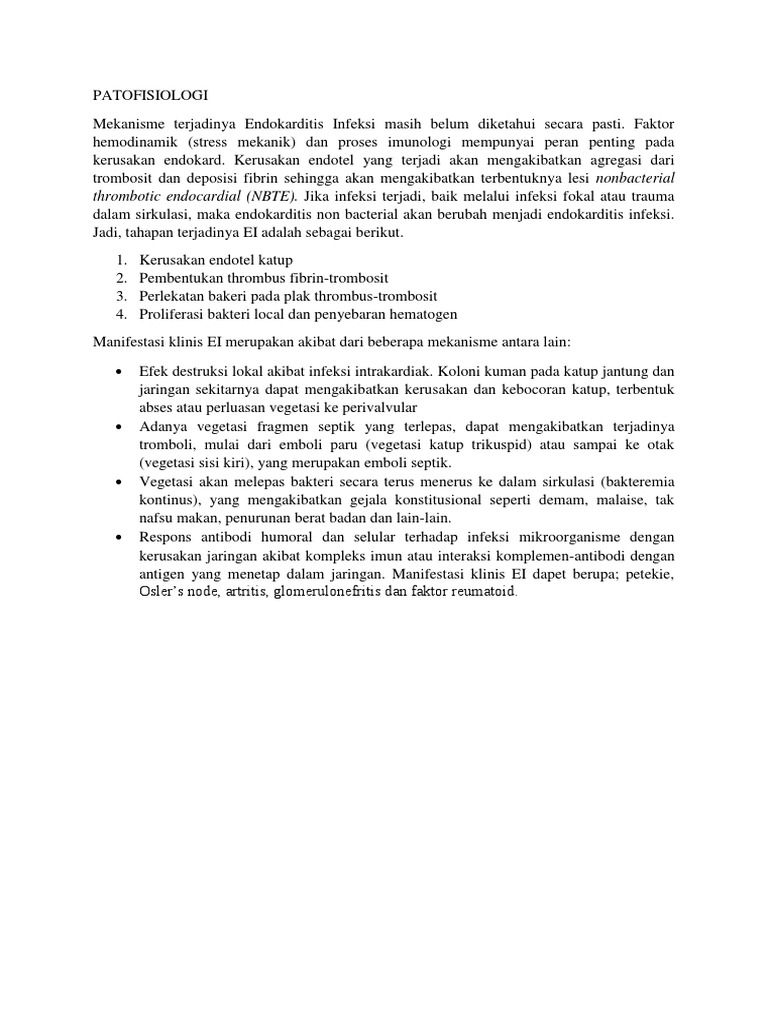 Patofisiologi Endokarditis Infeksi | PDF
