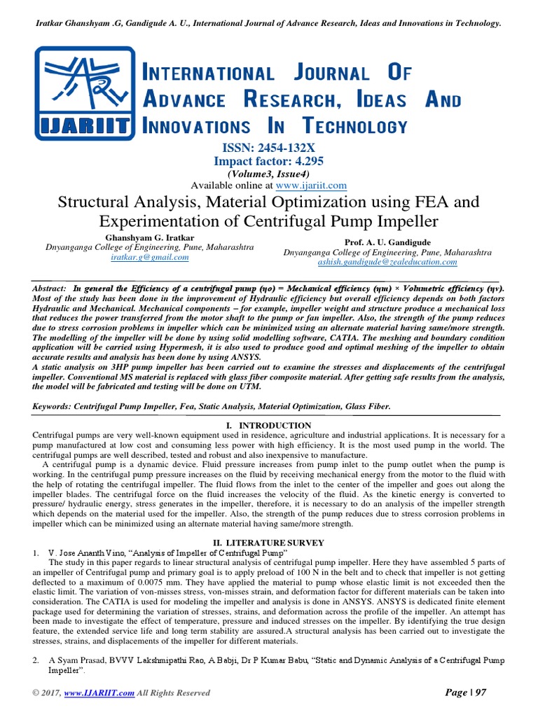 Structural Analysis, Material Optimization Using FEA and ...