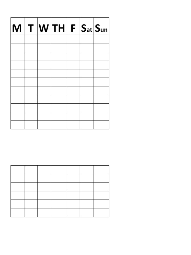 A Weekly Calendar Showing the Days of the Week in Abbreviated Form | PDF