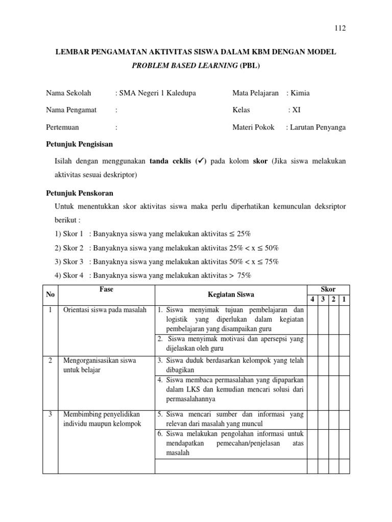 Lembar Observasi Siswa Fix Revisi | PDF | Karier & Perkembangan | Sains & Matematika
