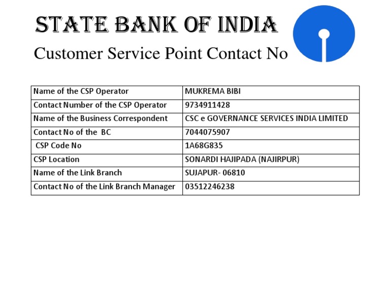 Customer Service Point Contact No