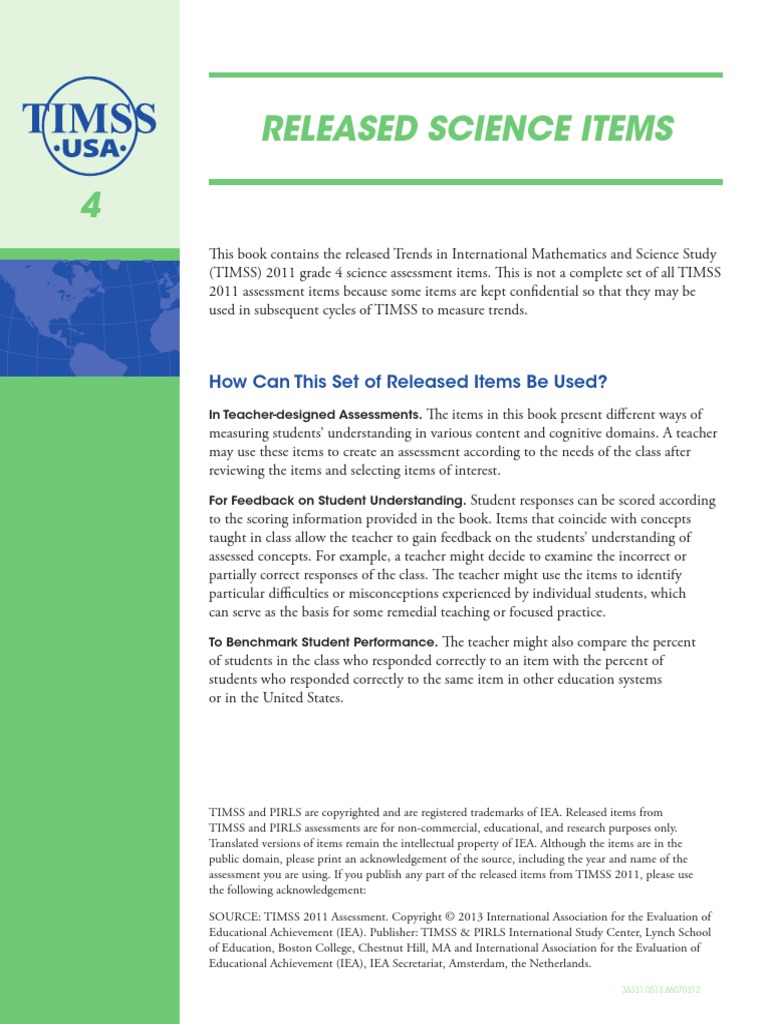 2011 Timss Sci 4 Questions PDF | PDF | Educational Assessment | Nature