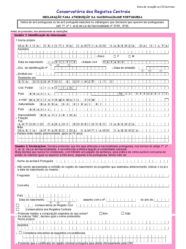 FORMULARIO 1D EDITAVEL (1) .Odt | Nacionalidade | Portugal