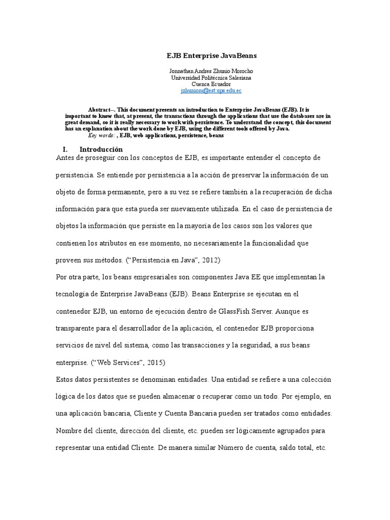 Introducción a EJB y Persistencia | PDF | Enterprise Java Beans | Plataforma Java