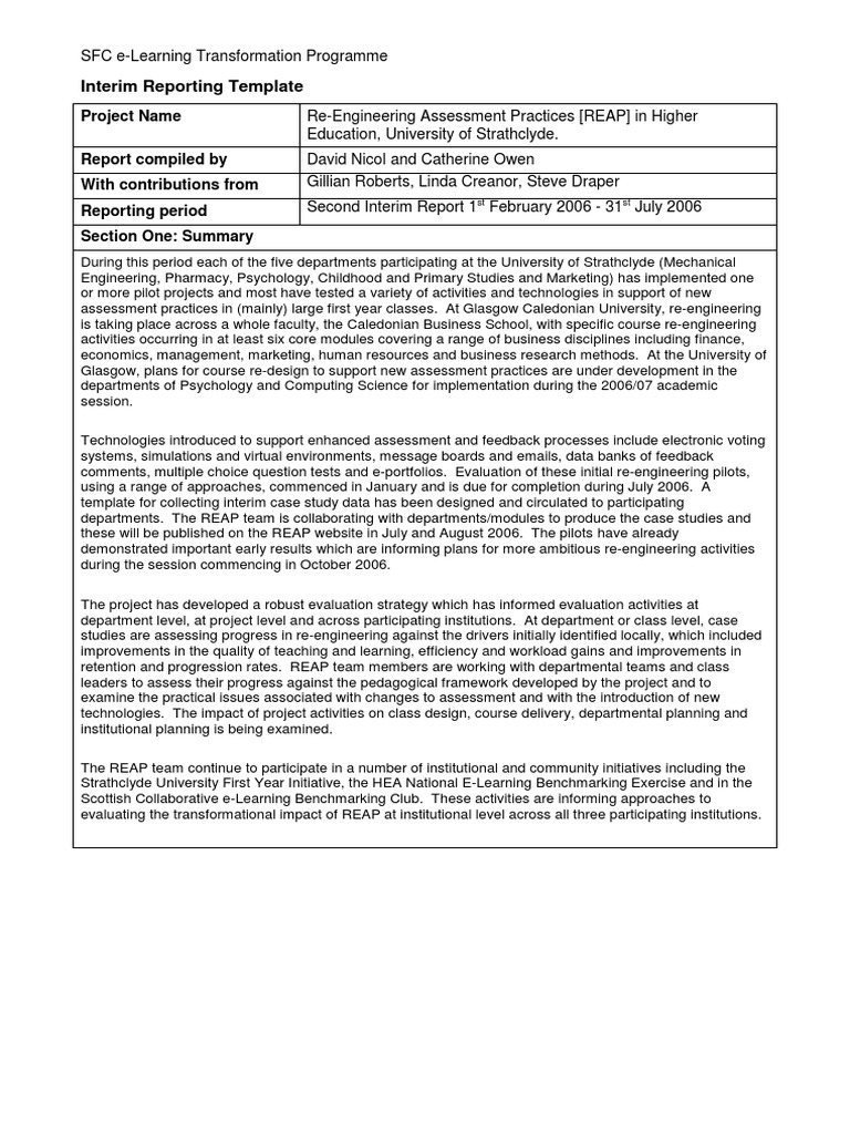 Interim Reporting Template: Project Name Report Compiled by With ...
