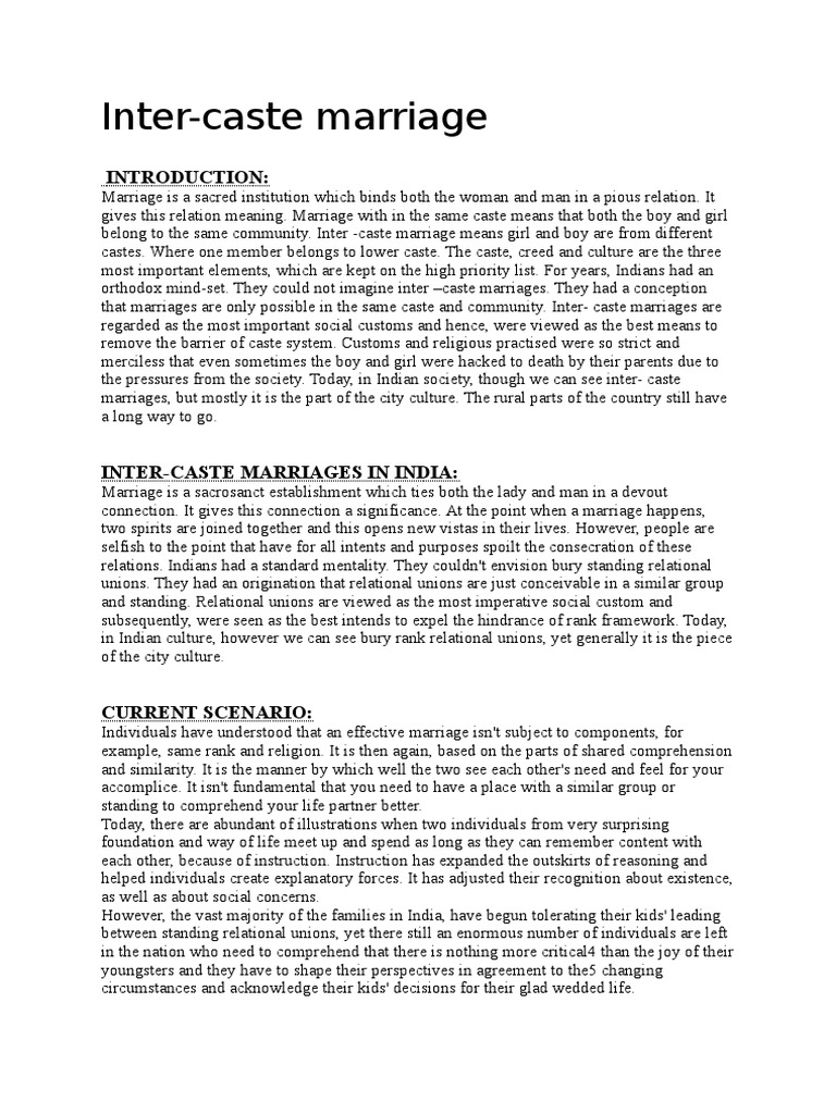 Inter-Caste Marriage | PDF | Caste | Marriage