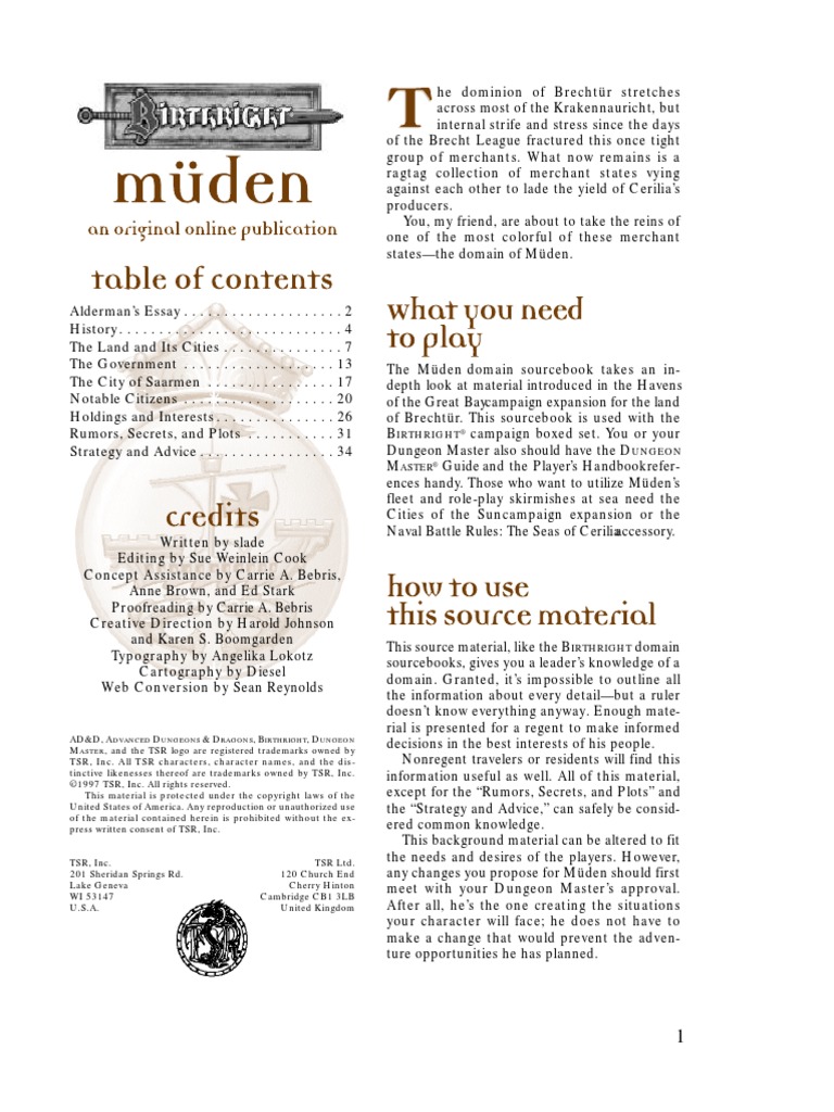 Player's Secrets of Muden | PDF | Dungeons & Dragons | Nature