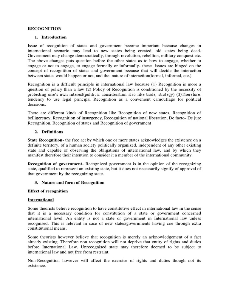 An In-Depth Analysis of the Concept of State and Government Recognition ...