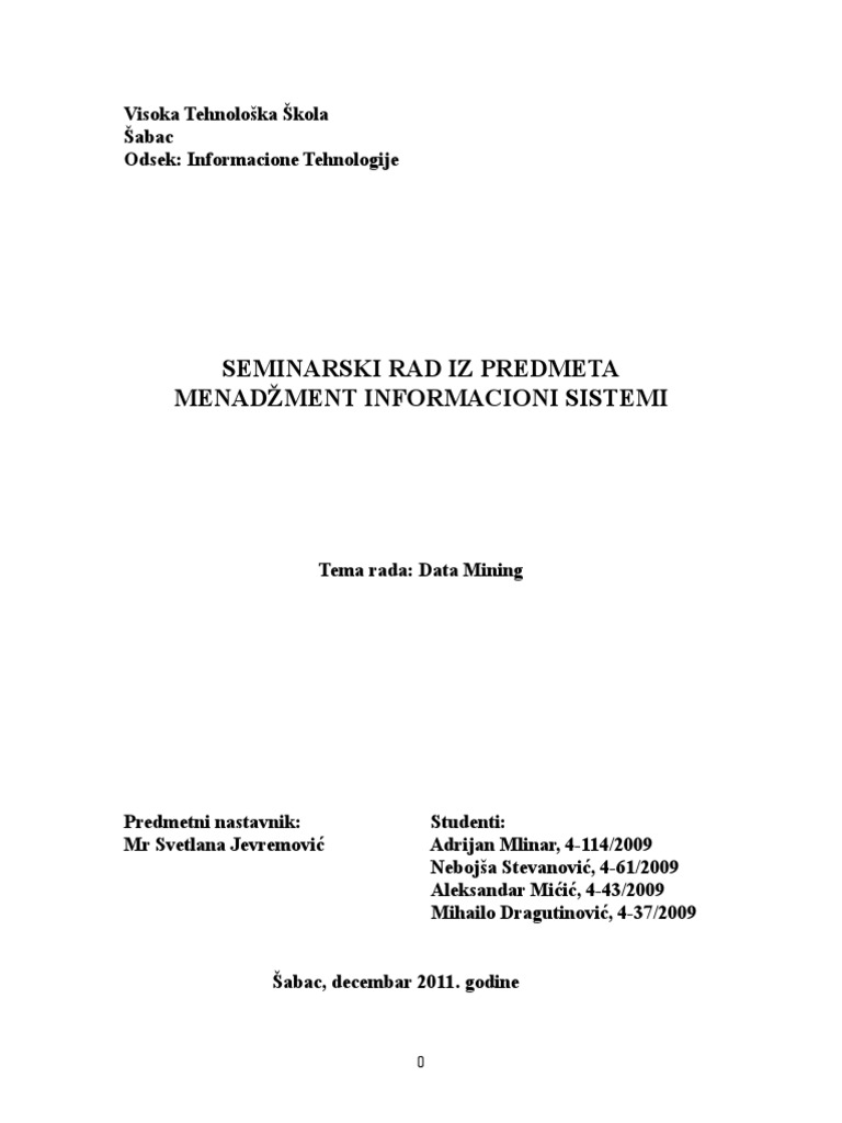 Seminarski Rad-Menadzment Informacioni Sistemi | PDF