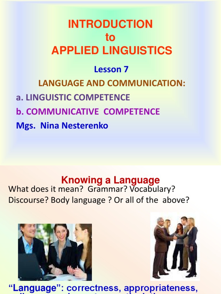 7 Communicative Vs Linguistic Competence | PDF | Linguistics | Grammar
