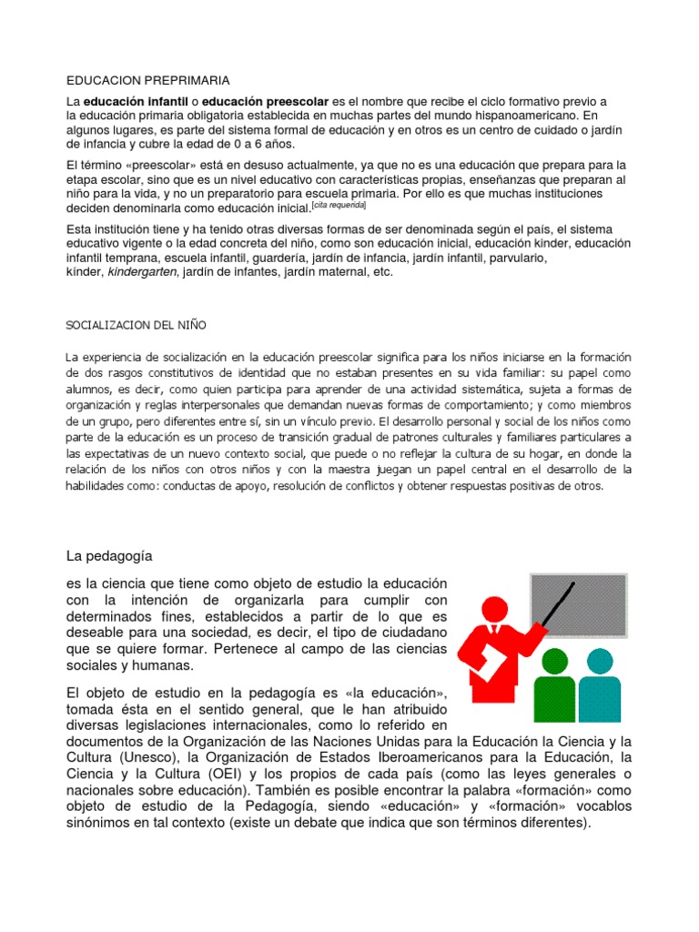 Educacion Preprimaria | PDF | Educación de la primera infancia | Pedagogía