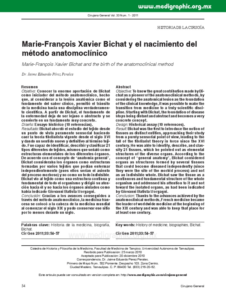 Bichat y el método anatomoclínico | PDF | Patología | Anatomía