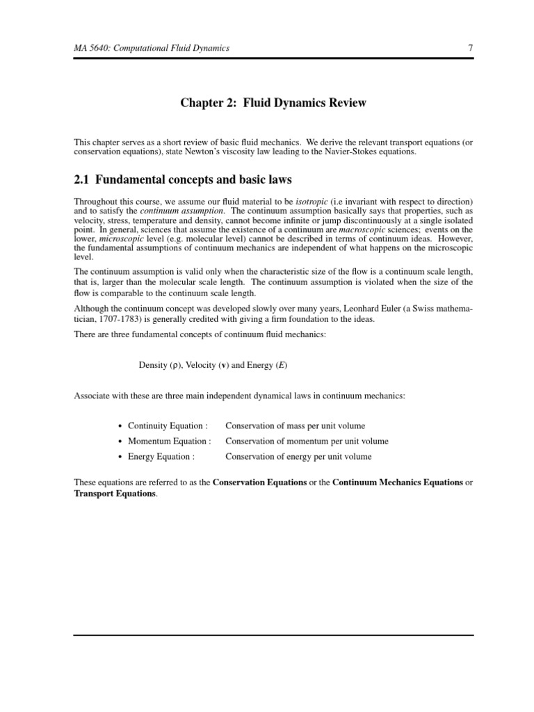 Chapter 2: Fluid Dynamics Review | PDF | Continuum Mechanics | Fluid ...