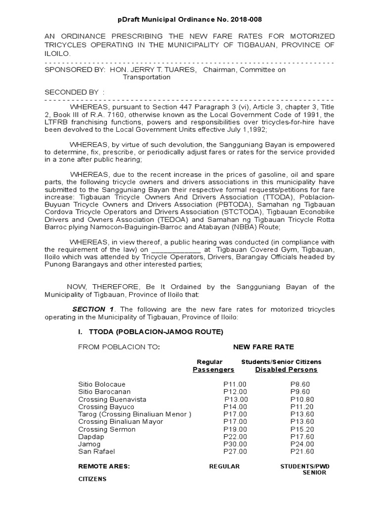 Fare Matrix 2018 | PDF | Justice | Crime & Violence