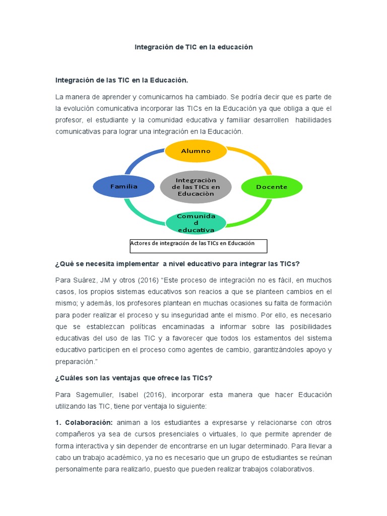 Integraciòn De Tic En La Educaciòn Pdf Tecnología De Información Y