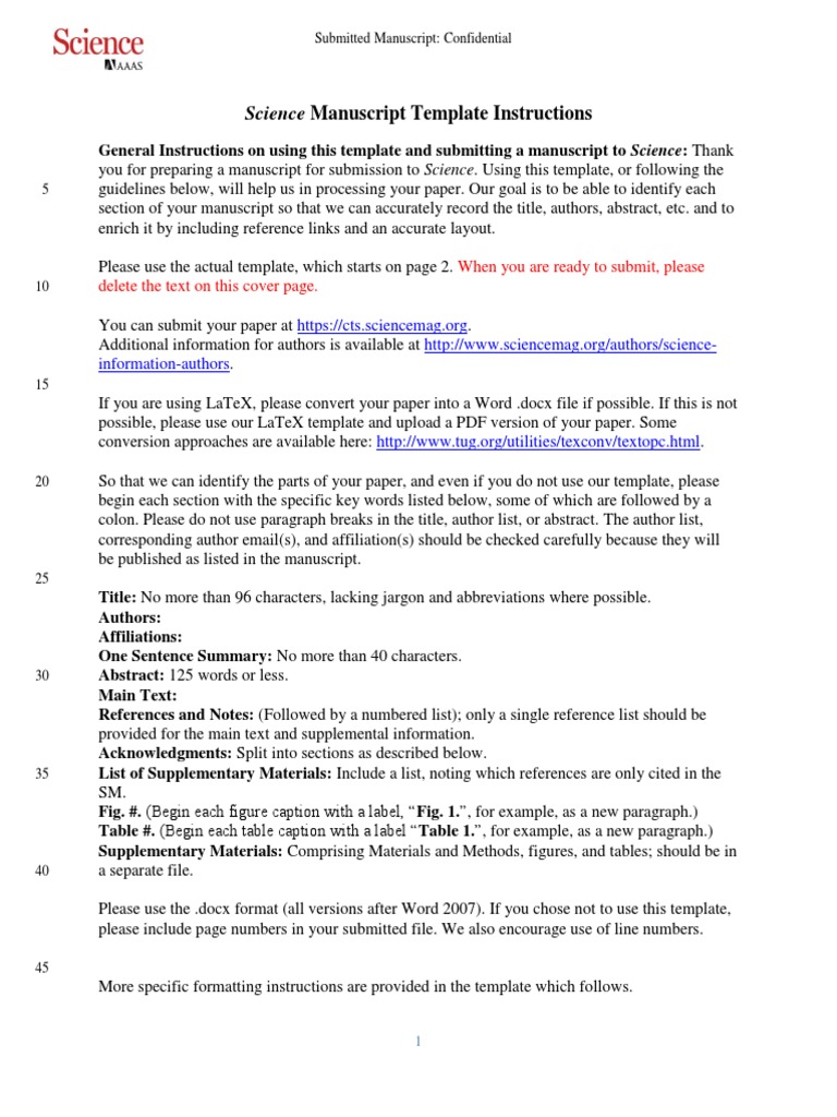 Science Manuscript Word Template | PDF | Paragraph | Databases