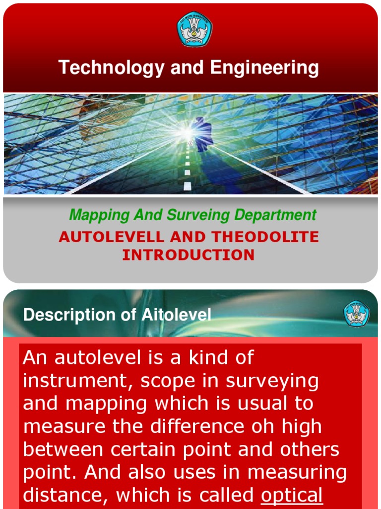 Autolevel and Theodolite Introduction | PDF | Surveying | Glass Engineering And Science