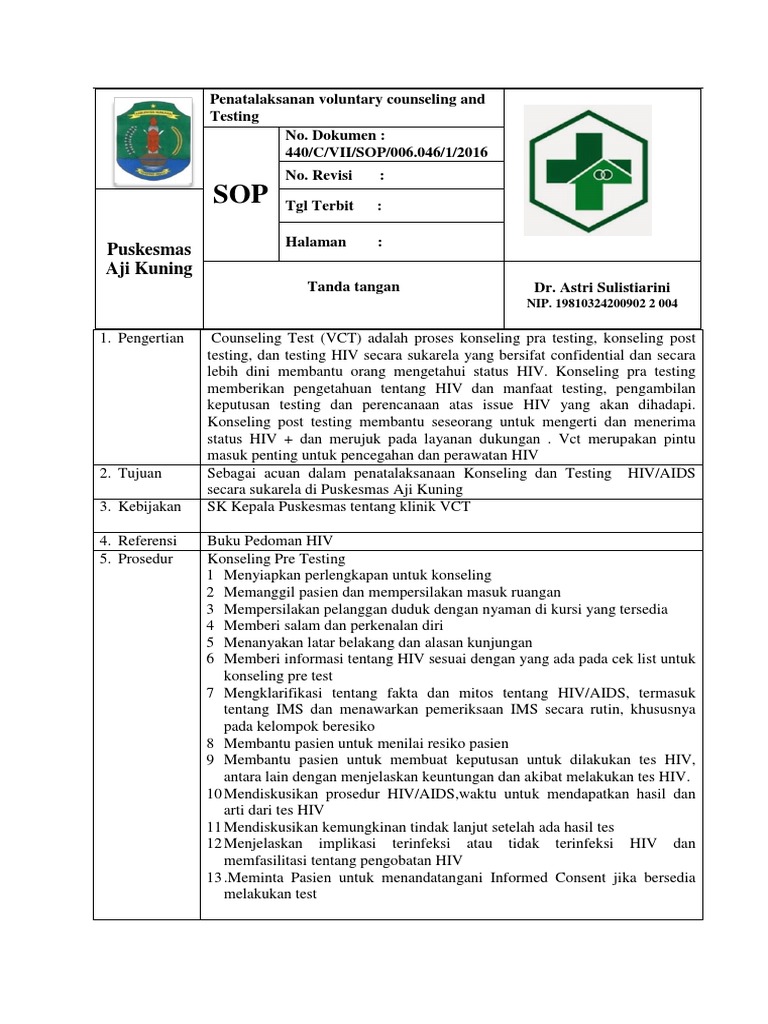 Sop VCT | PDF | Pengembangan Diri | Kesehatan Holistik