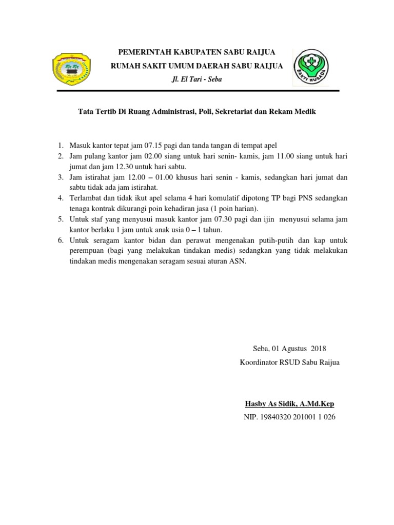 Tata Tertib Ruang Administrasi | PDF