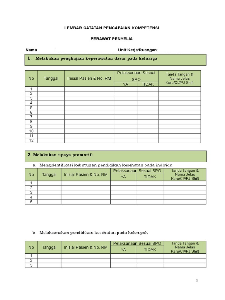 Logbook Pencapaian Perawat Penyelia | PDF