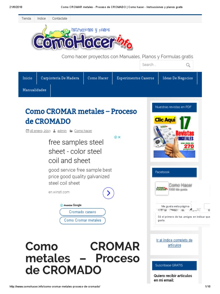 Como CROMAR Metales - Proceso de CROMADO - Como Hacer - Instrucciones y ...